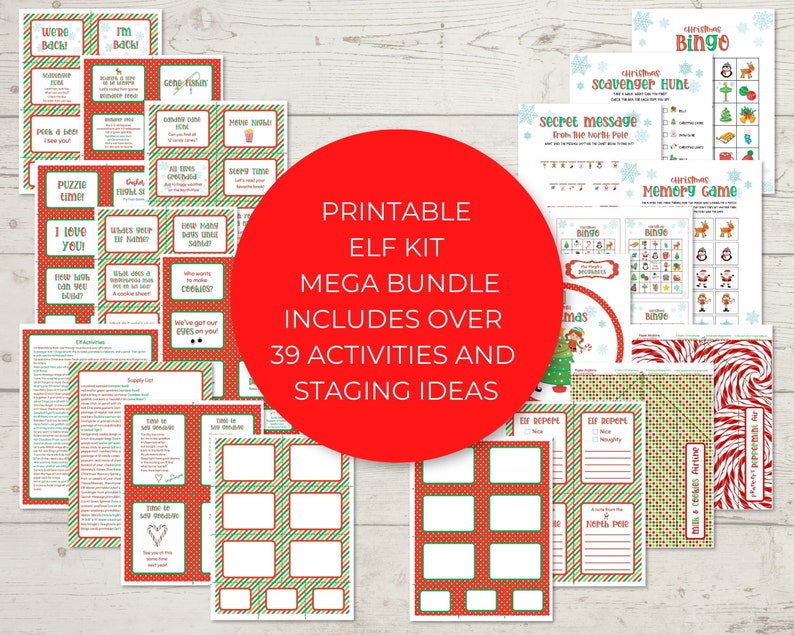 Instant Download, Printable Christmas Elf Activity Kit, Elf Cards ...