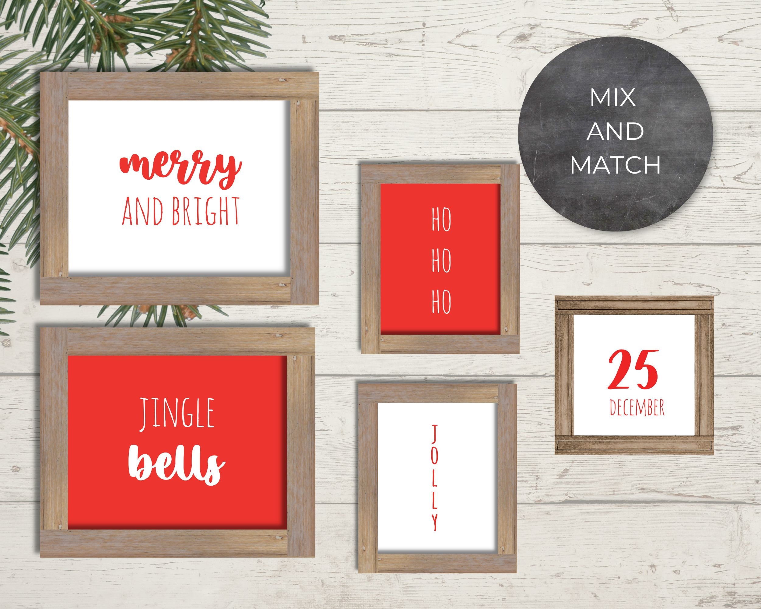 Set of 9 Printable Farmhouse Christmas Instant Download Signs for Easy ...
