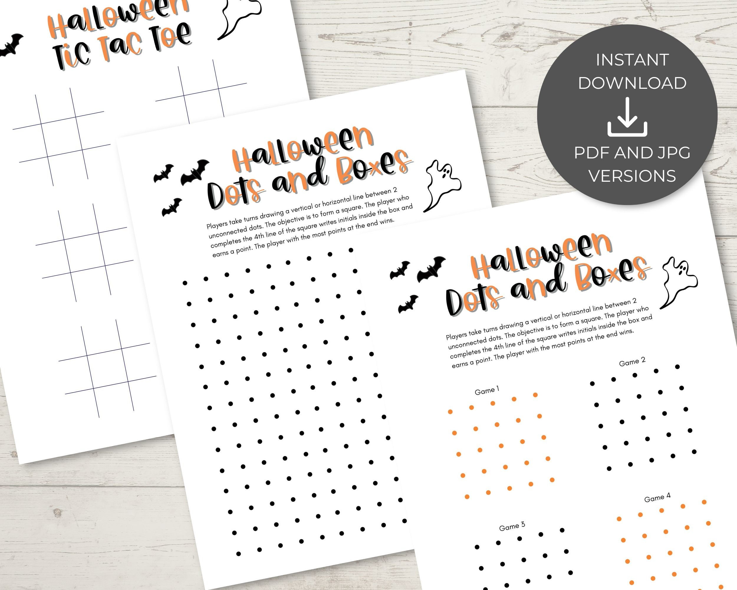 Instant Download, Printable Halloween Kids Activity, Tic Tac Toe, Dots ...