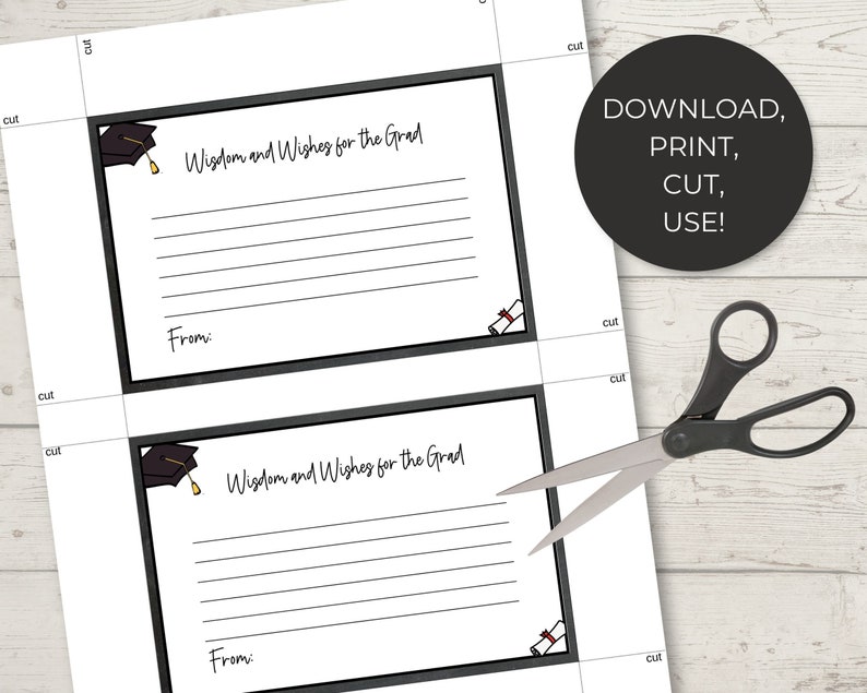 Instant Download, Printable Graduation Advice Cards, Party Activity ...