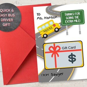 Printable Bus Driver Gift Card Holder, Back to School, Instant Download ...