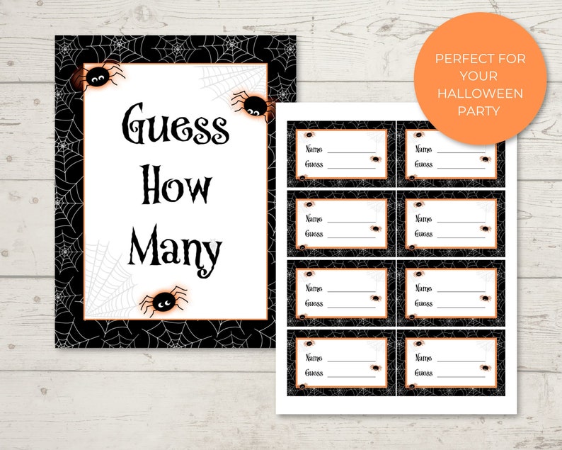 Instant Download, Printable Guess How Many Halloween Sign and Guessing ...