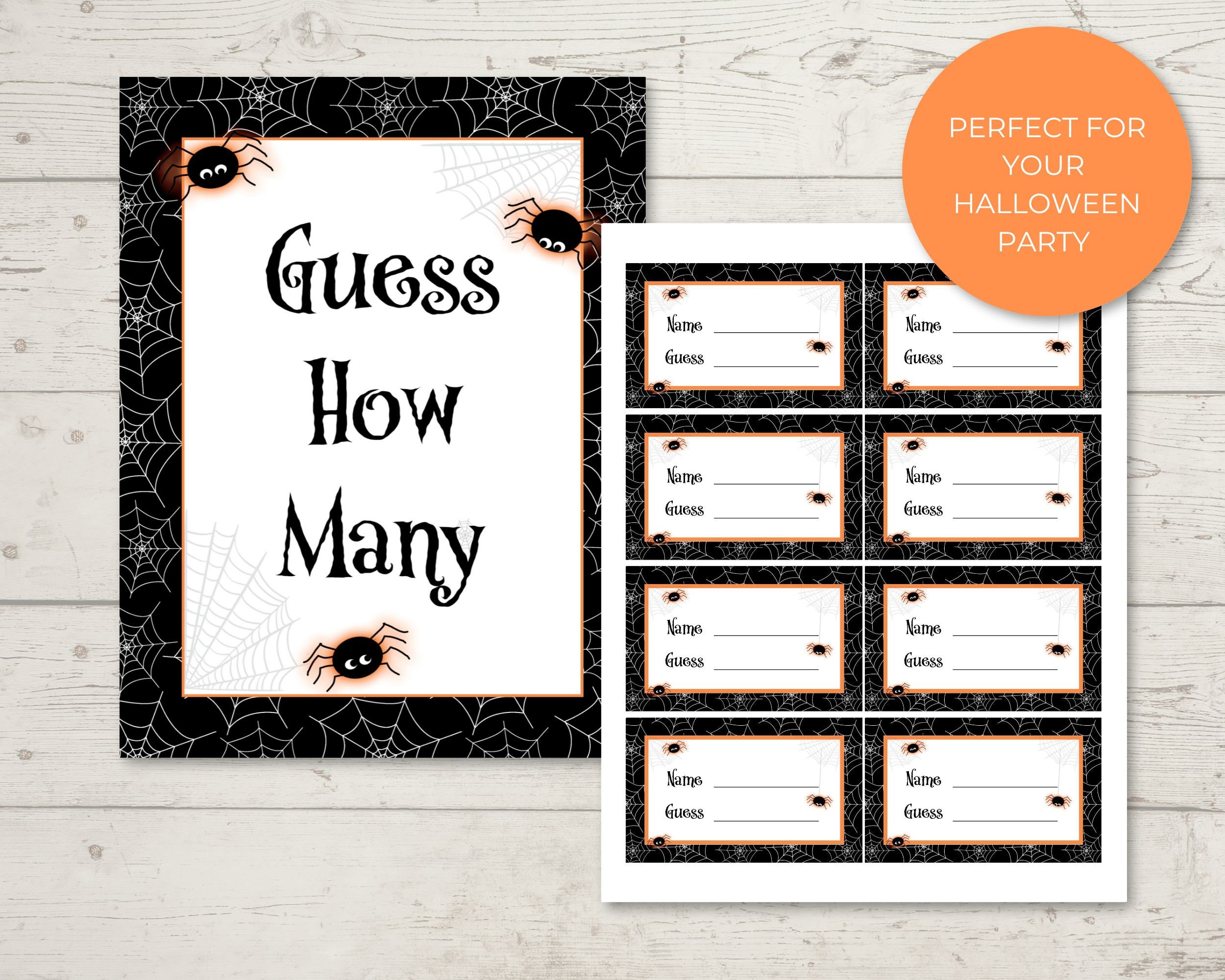 Instant Download, Printable Guess How Many Halloween Sign and Guessing ...