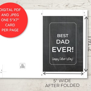 Instant Download, Digital, Printable Father's Day Card, 5x7 Folded Card ...