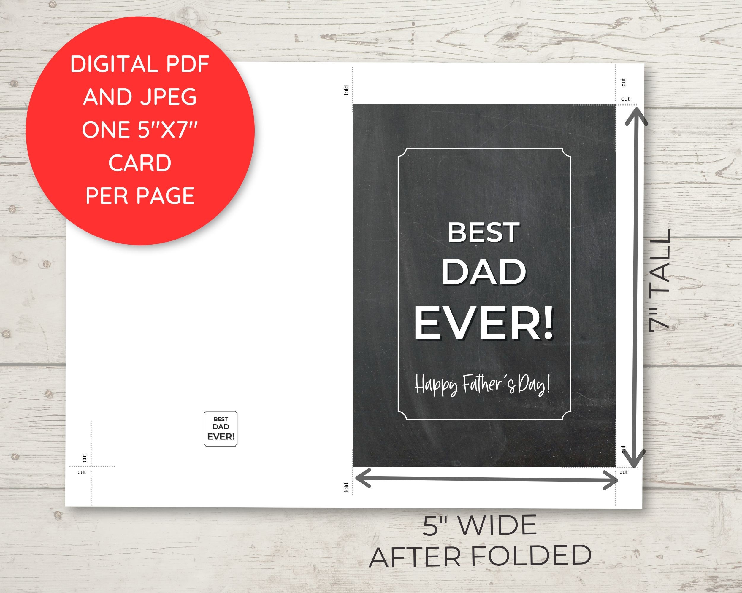 Instant Download, Digital, Printable Father's Day Card, 5x7 Folded Card ...
