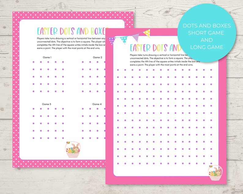 Instant Download, Printable Easter Kids Activity, Tic Tac Toe, Dots and ...