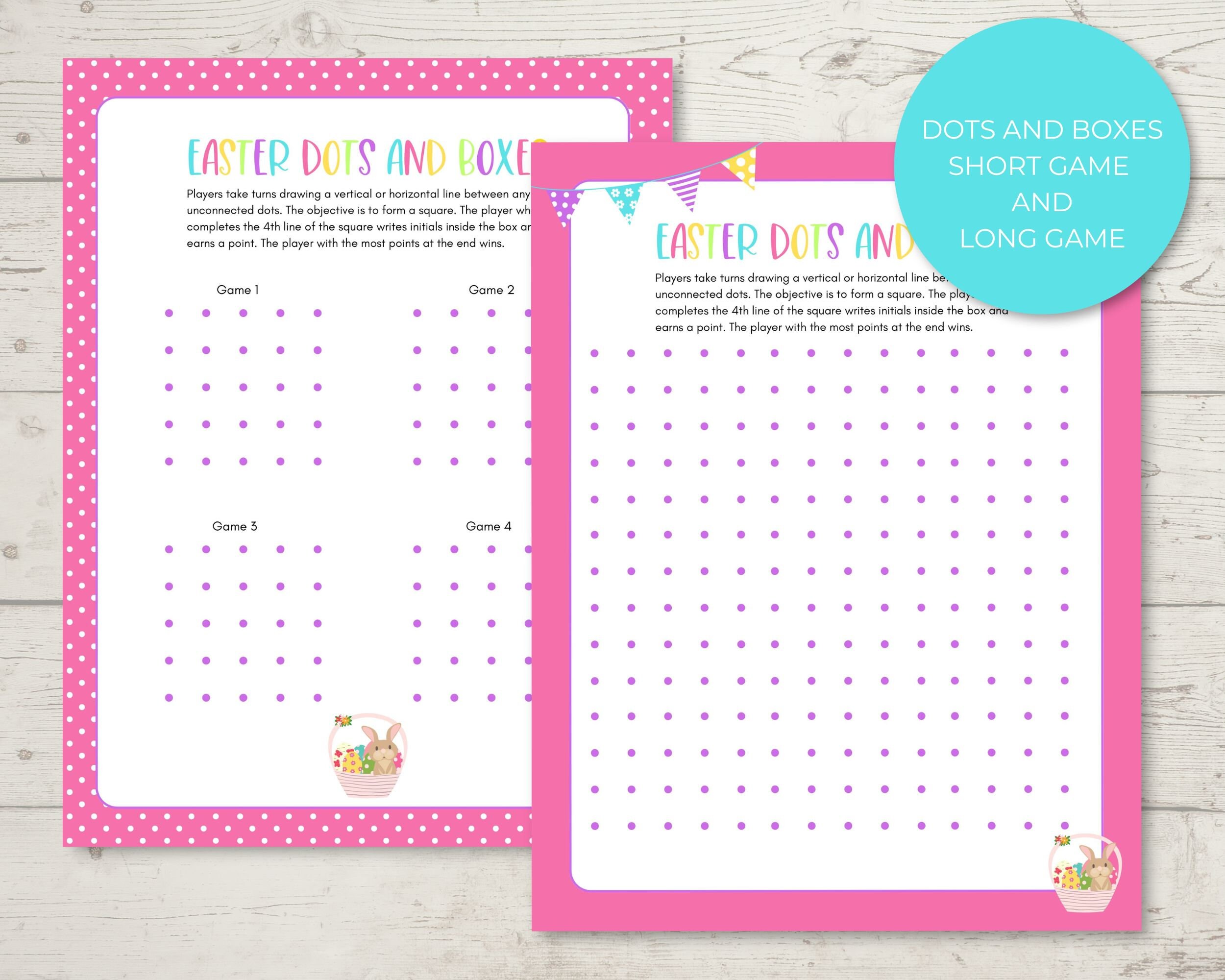 Instant Download, Printable Easter Kids Activity, Tic Tac Toe, Dots and ...