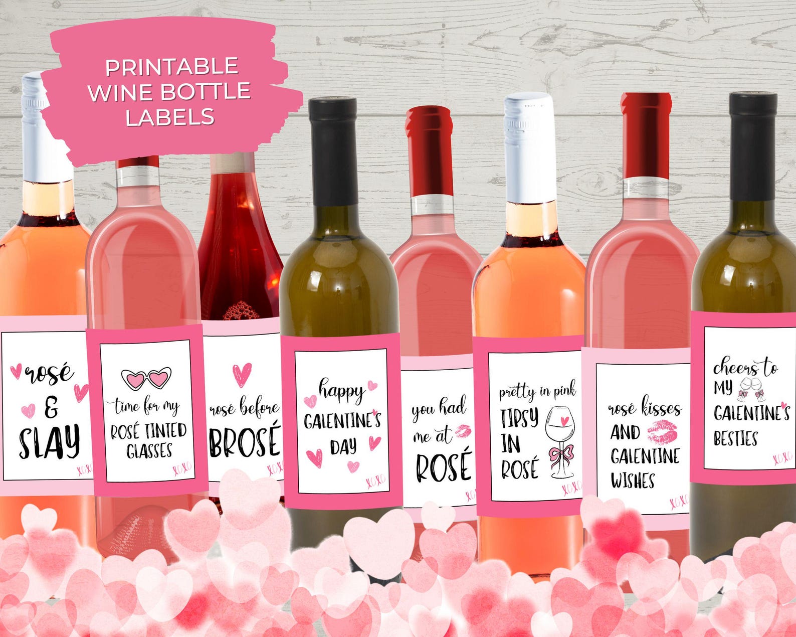 Printable Galentine's Day Wine Bottle Labels, Instant Digital Download ...