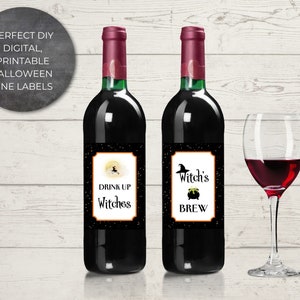 Halloween Printable Wine Bottle Labels, Instant Download, Set of 4 ...