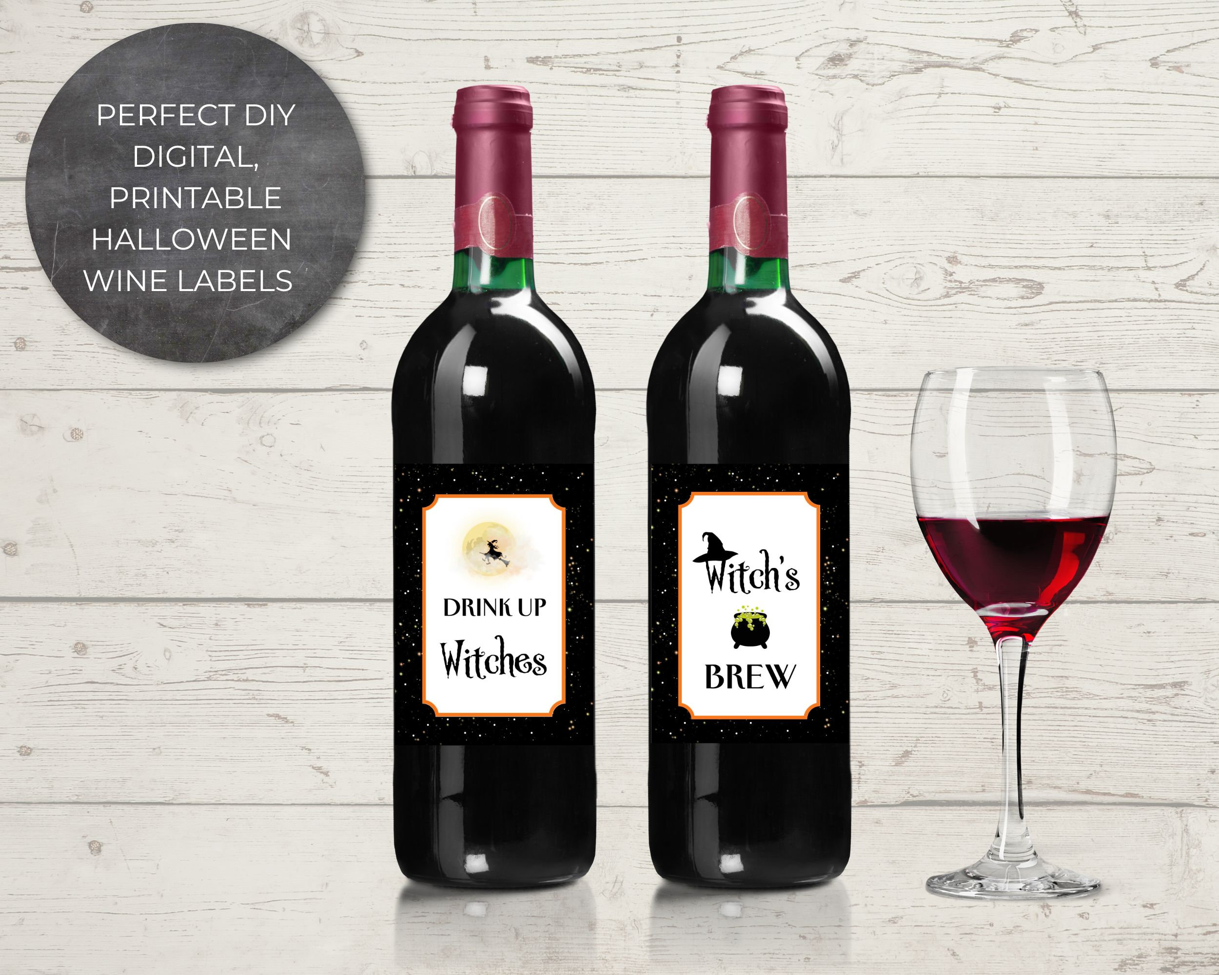 Halloween Printable Wine Bottle Labels, Instant Download, Set of 4 ...