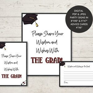 Instant Download, Printable Graduation Advice Cards, Party Activity ...