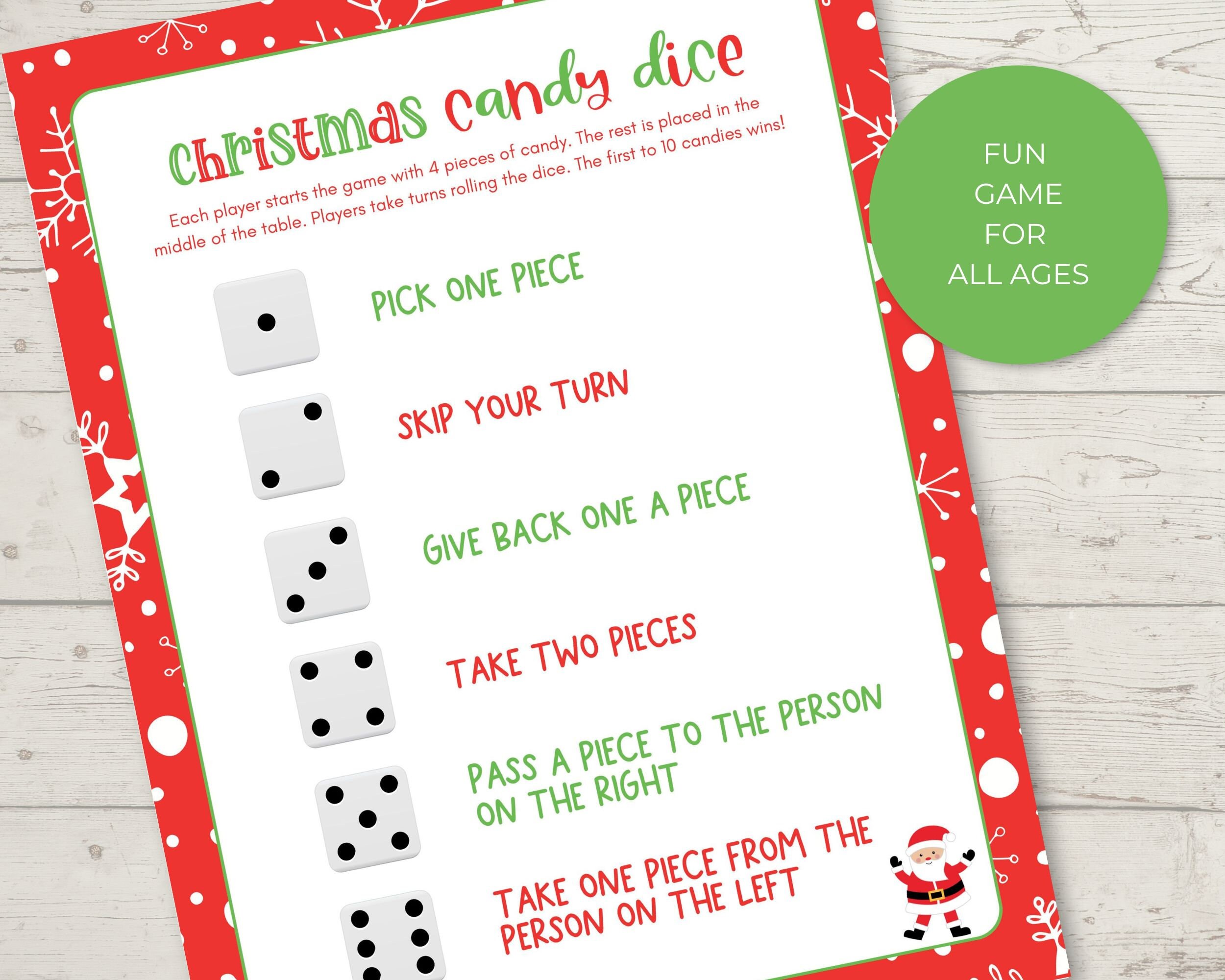 Instant Download, Printable Christmas Candy Dice Game, Holiday Party ...