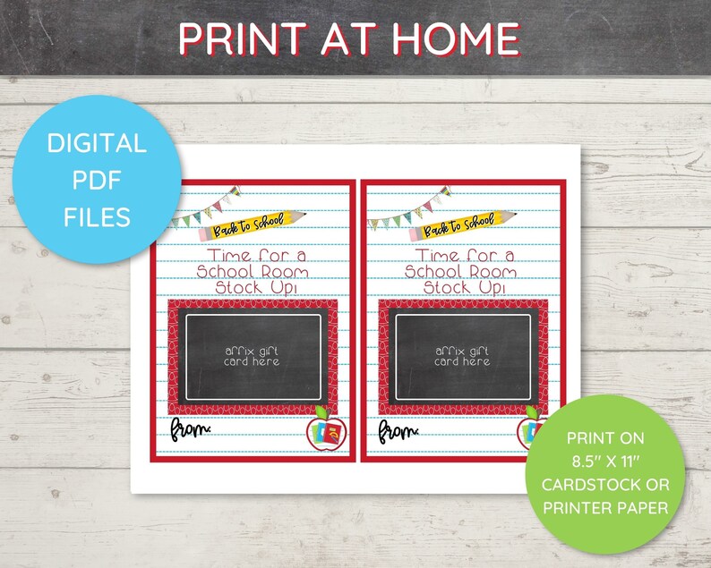 Instant Download Printable Back to School Gift Card Holder - Etsy