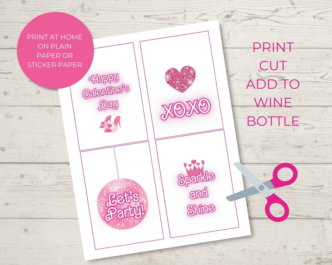 Happy Galentine's Day Printable Wine Bottle Labels, Instant Download ...