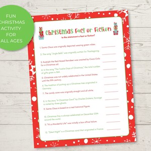 Instant Download, Printable Christmas Fact or Fiction Quiz, True or ...