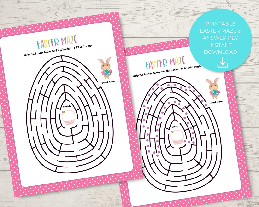 Instant Download, Printable Easter Maze, Kids Activity, Easter Basket ...