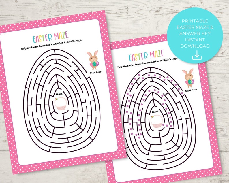 Instant Download, Printable Easter Maze, Kids Activity, Easter Basket ...
