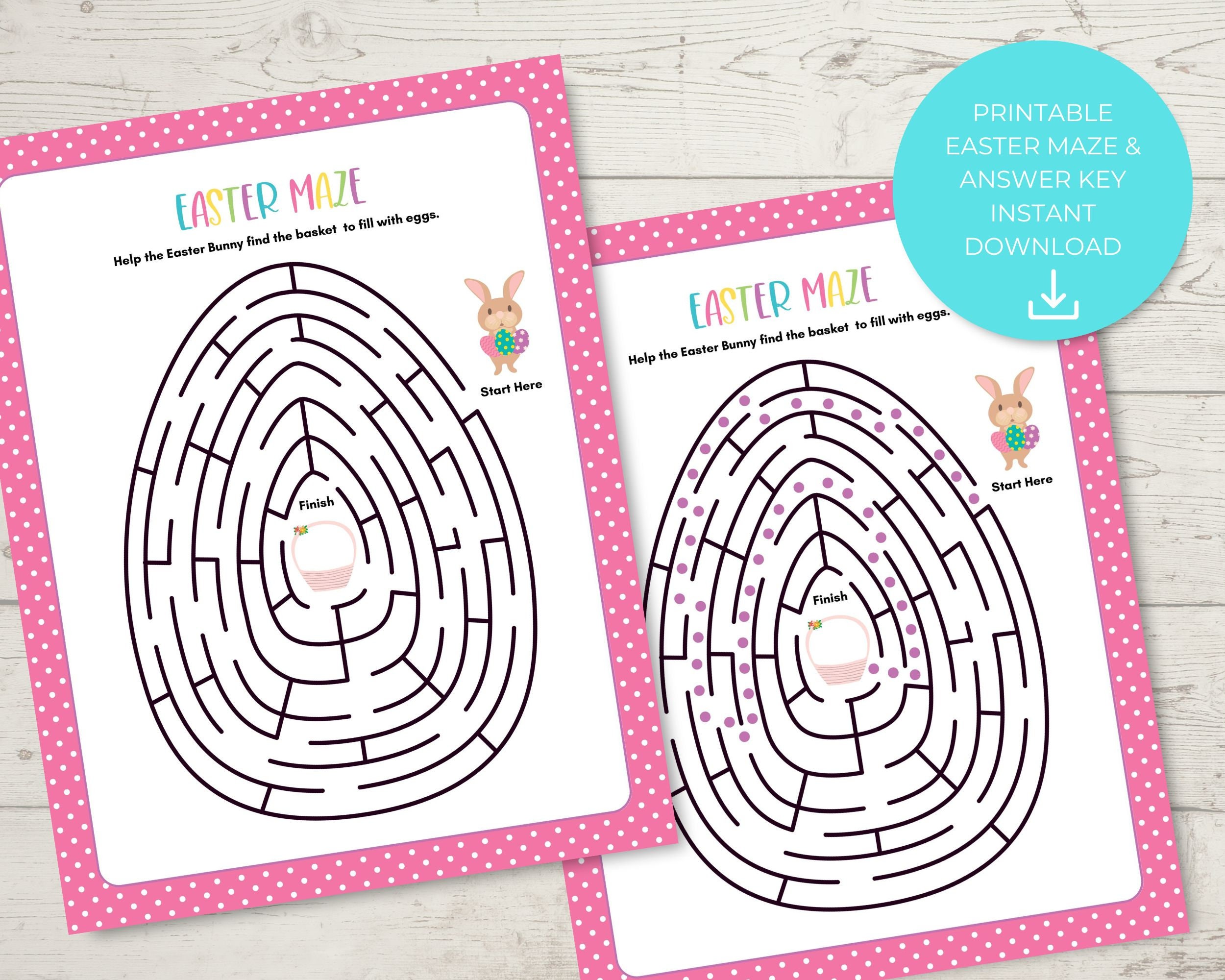 Instant Download, Printable Easter Maze, Kids Activity, Easter Basket ...