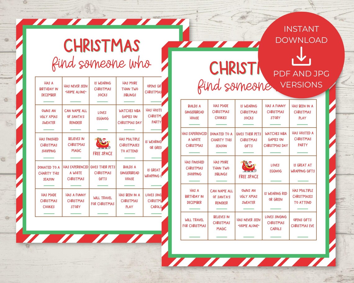 Instant Download, Printable Christmas Find Someone Who Game, Find the ...