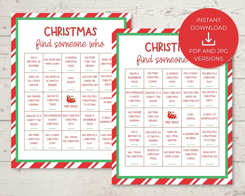 Instant Download, Printable Christmas Find Someone Who Game, Find the ...