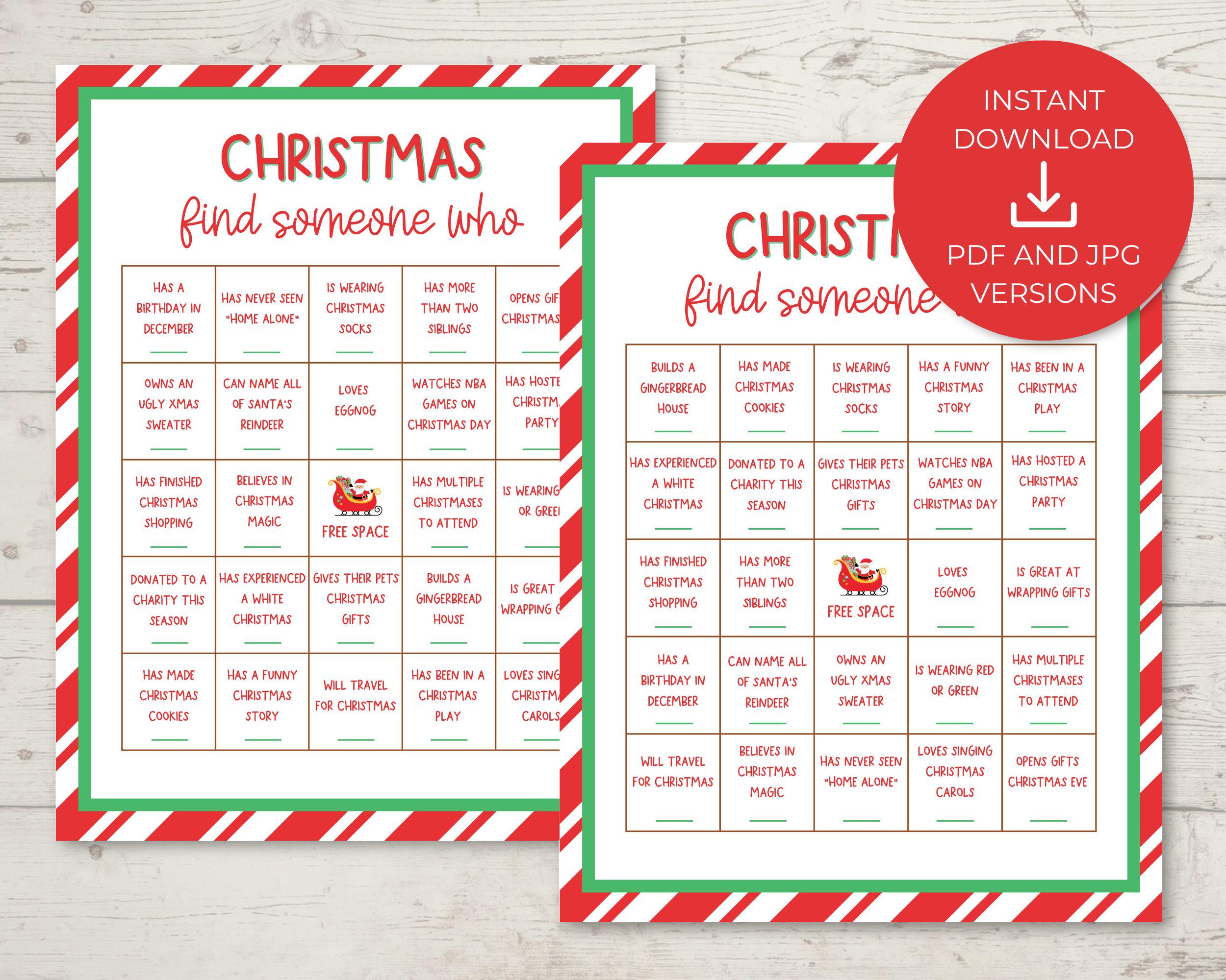Instant Download, Printable Christmas Find Someone Who Game, Find the ...