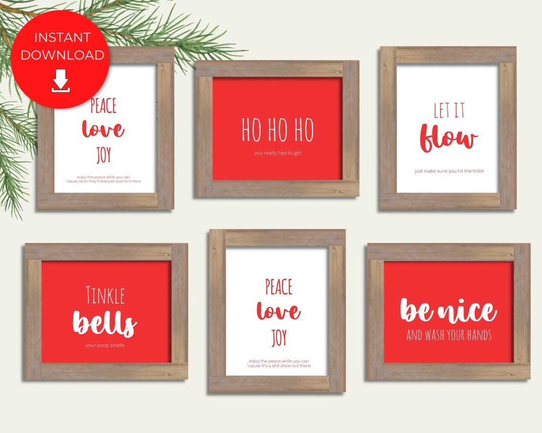 Instant Download Set of Humorous Christmas Bathroom Signs for Easy DIY ...