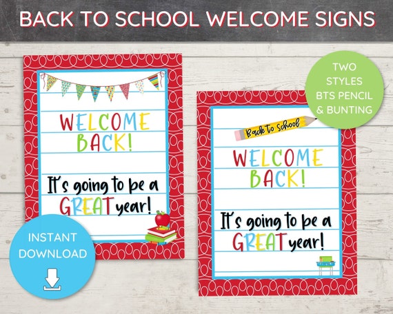 Instant Download Welcome to School sign Back to School | Etsy