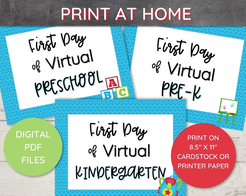 Instant Download, First Day & Last Day of Virtual School Printable ...