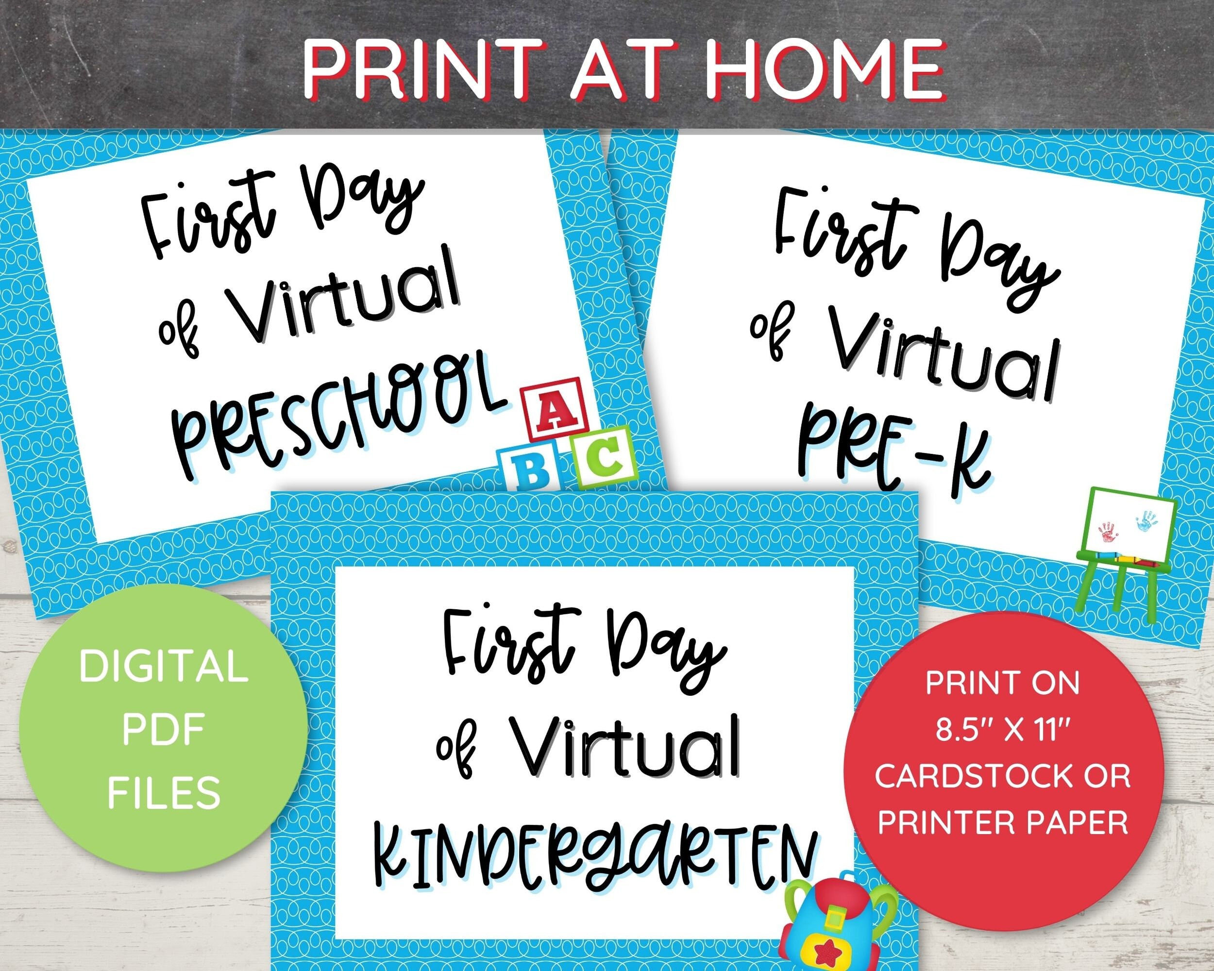 Instant Download, First Day & Last Day of Virtual School Printable ...