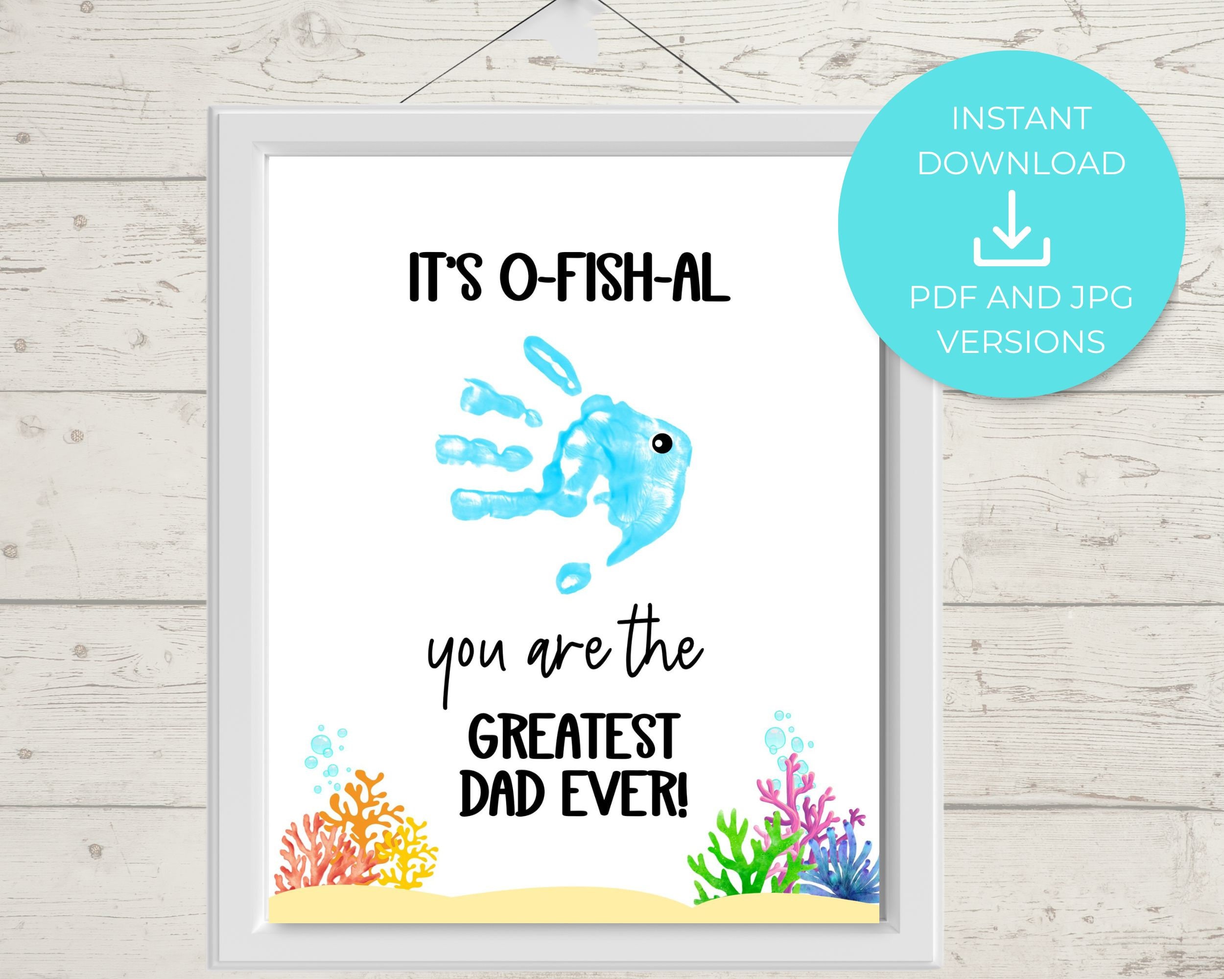 Instant Download, Printable Handprint Fish Art, Keepsake Gift for Dad ...