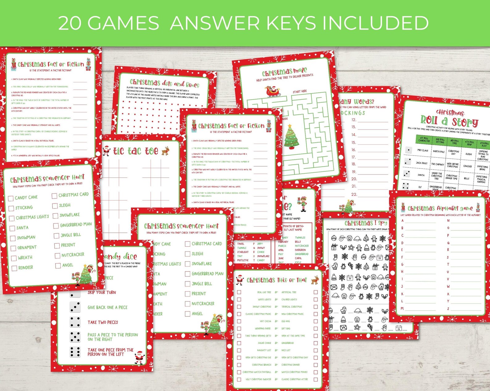 Printable, Download, Christmas Games Bundle, Holiday Party, Adults or ...
