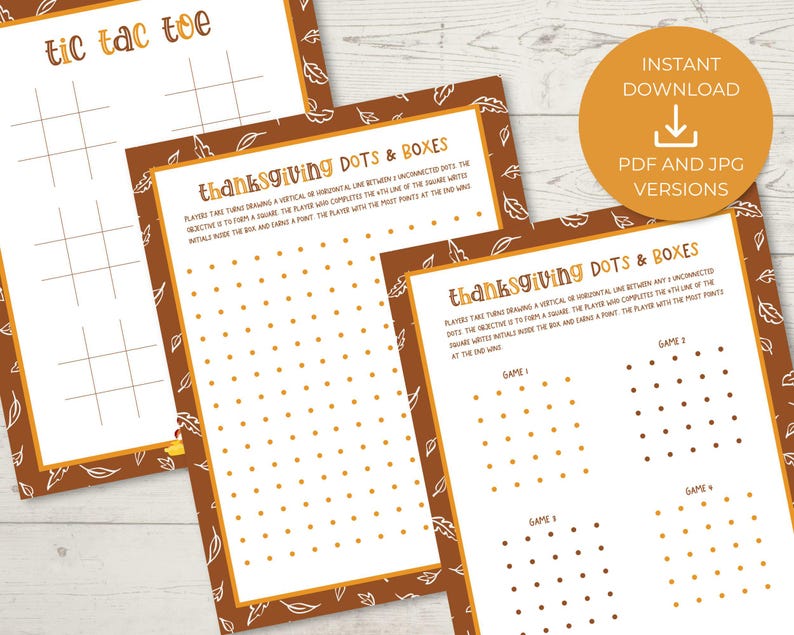 Instant Download, Printable Thanksgiving Kids Activity, Tic Tac Toe ...