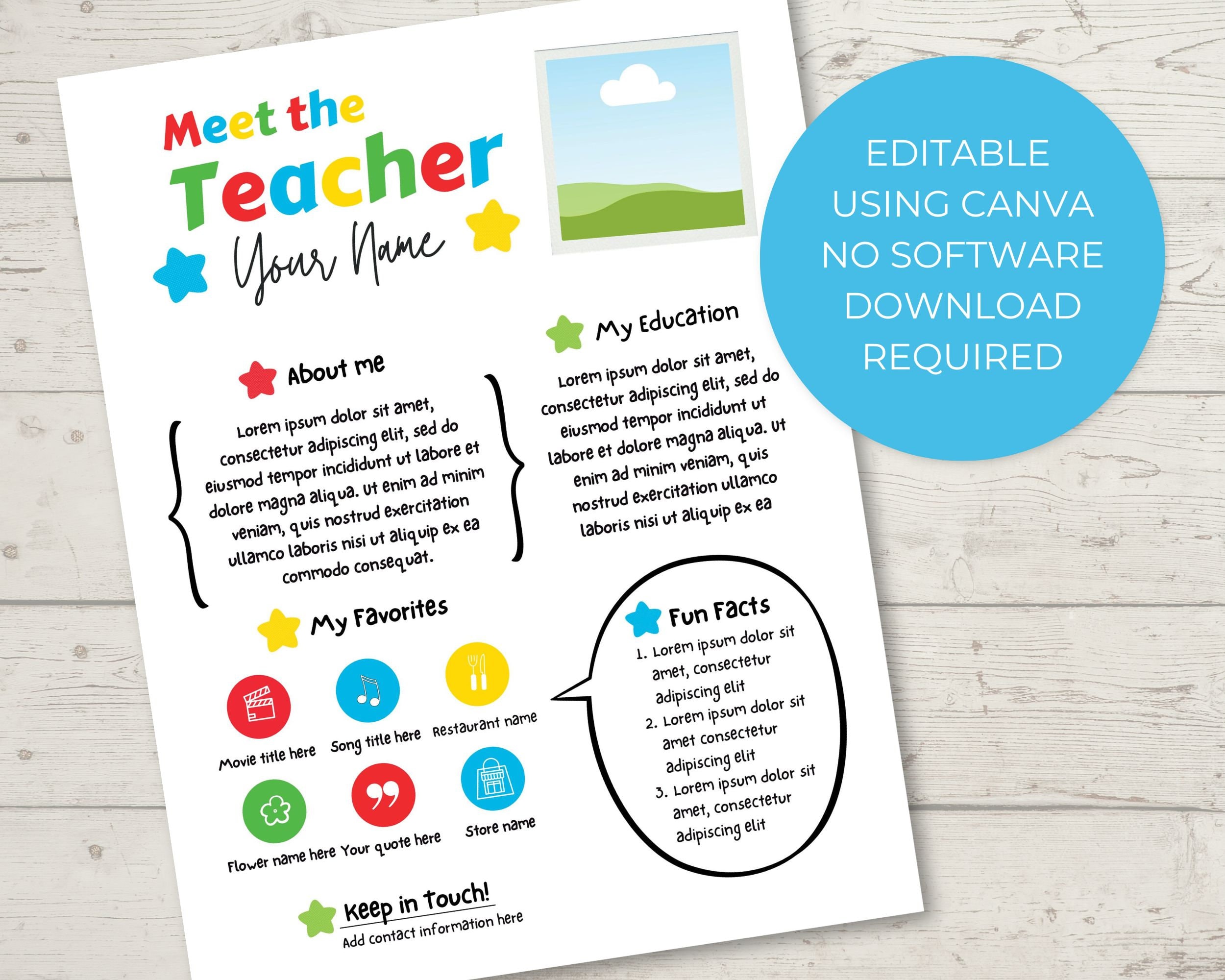 Editable, Instant Download, Printable Meet the Teacher Template for the ...