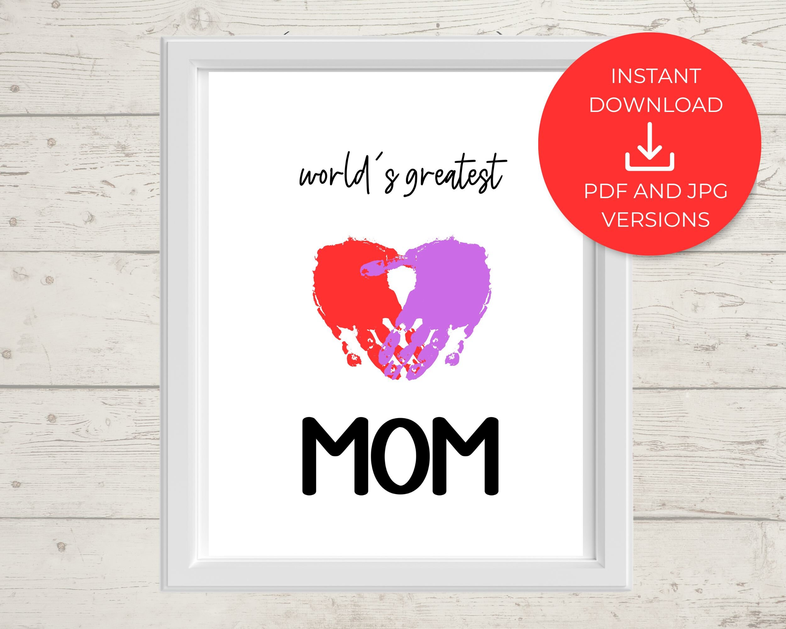 Instant Download, Printable Handprint Heart Art, Keepsake Gift for Mom ...