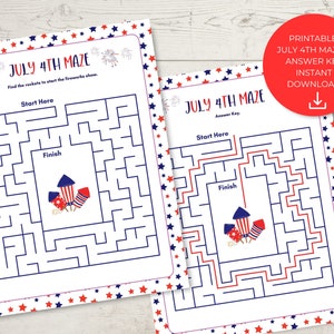 Instant Download, Printable July 4th Maze, Kids Activity, Independence ...