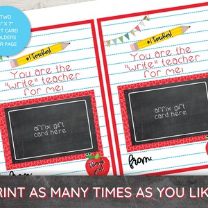 Printable Teacher Appreciation Gift Card Holder, Back to School ...