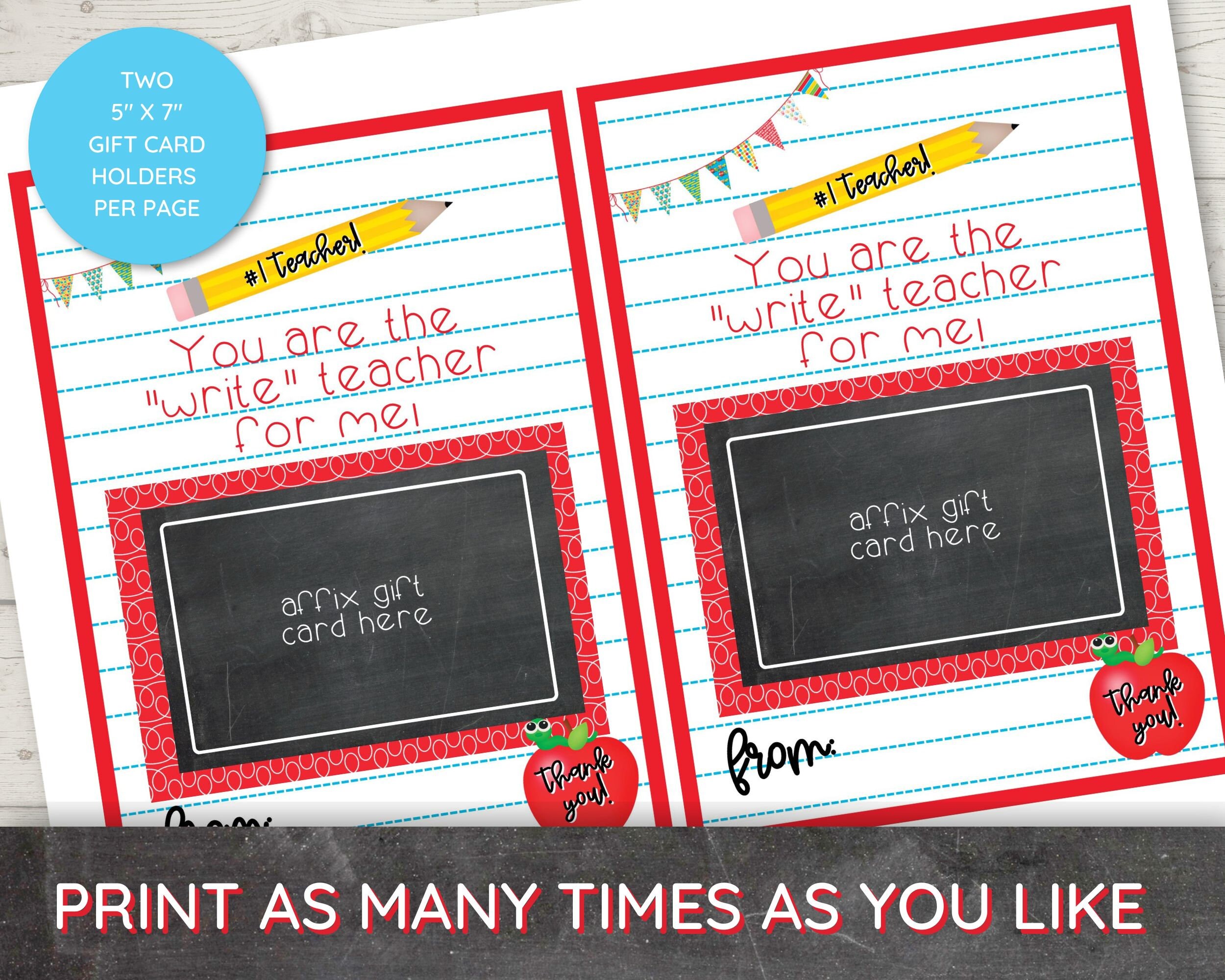 Printable Teacher Appreciation Gift Card Holder, Back to School ...