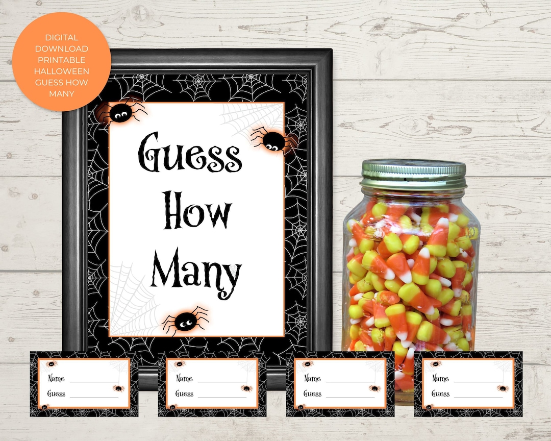 Instant Download, Printable Guess How Many Halloween Sign and Guessing ...