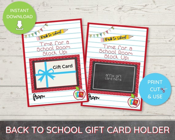 Instant Download Printable Back to School Gift Card Holder | Etsy