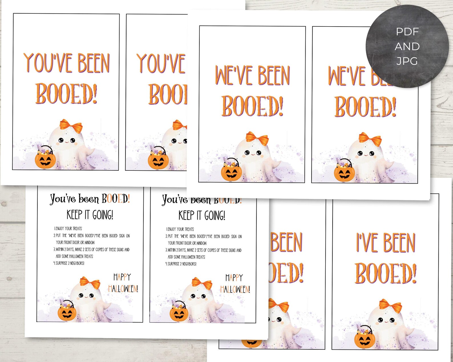 Instant Download, Printable Halloween We've Been Booed, You've Been ...