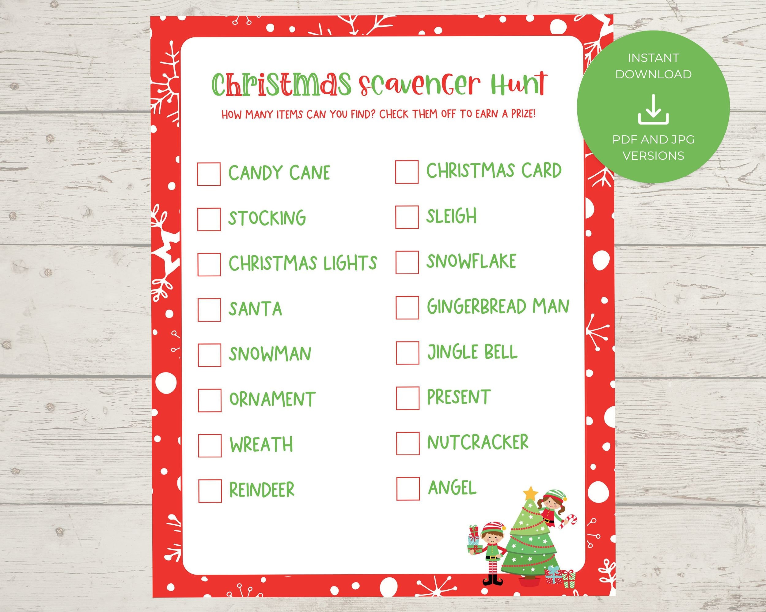 Instant Download, Printable Christmas Scavenger Hunt, Kids Activity ...