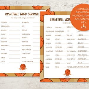 Instant Download, Printable Basketball Themed Word Scramble, Kids ...