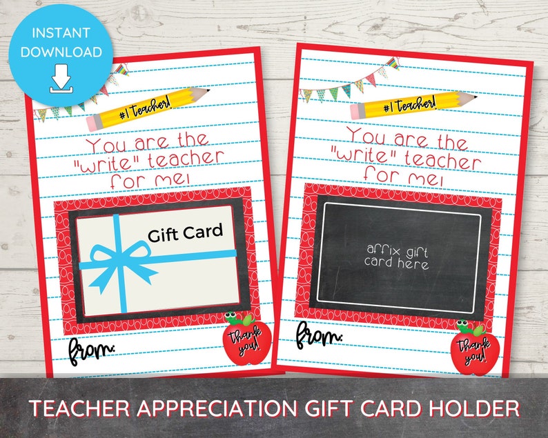 Printable Teacher Appreciation Gift Card Holder, Back to School ...