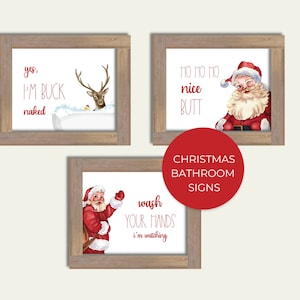 Instant Download Set of Humorous Christmas Santa Reindeer Bathroom ...