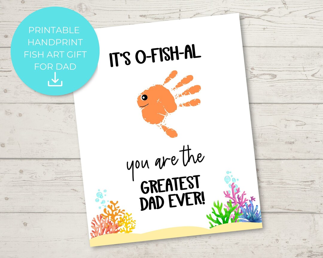 Instant Download, Printable Handprint Fish Art, Keepsake Gift for Dad ...