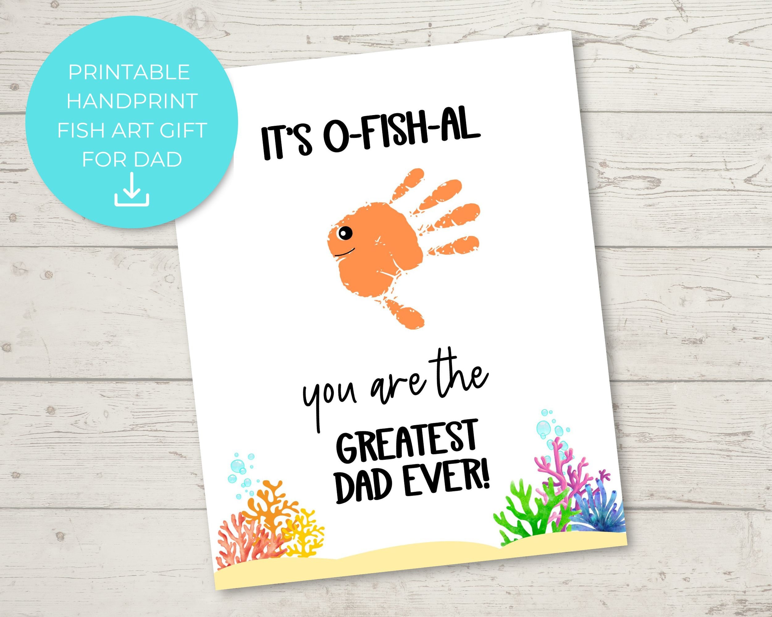 Instant Download, Printable Handprint Fish Art, Keepsake Gift for Dad ...