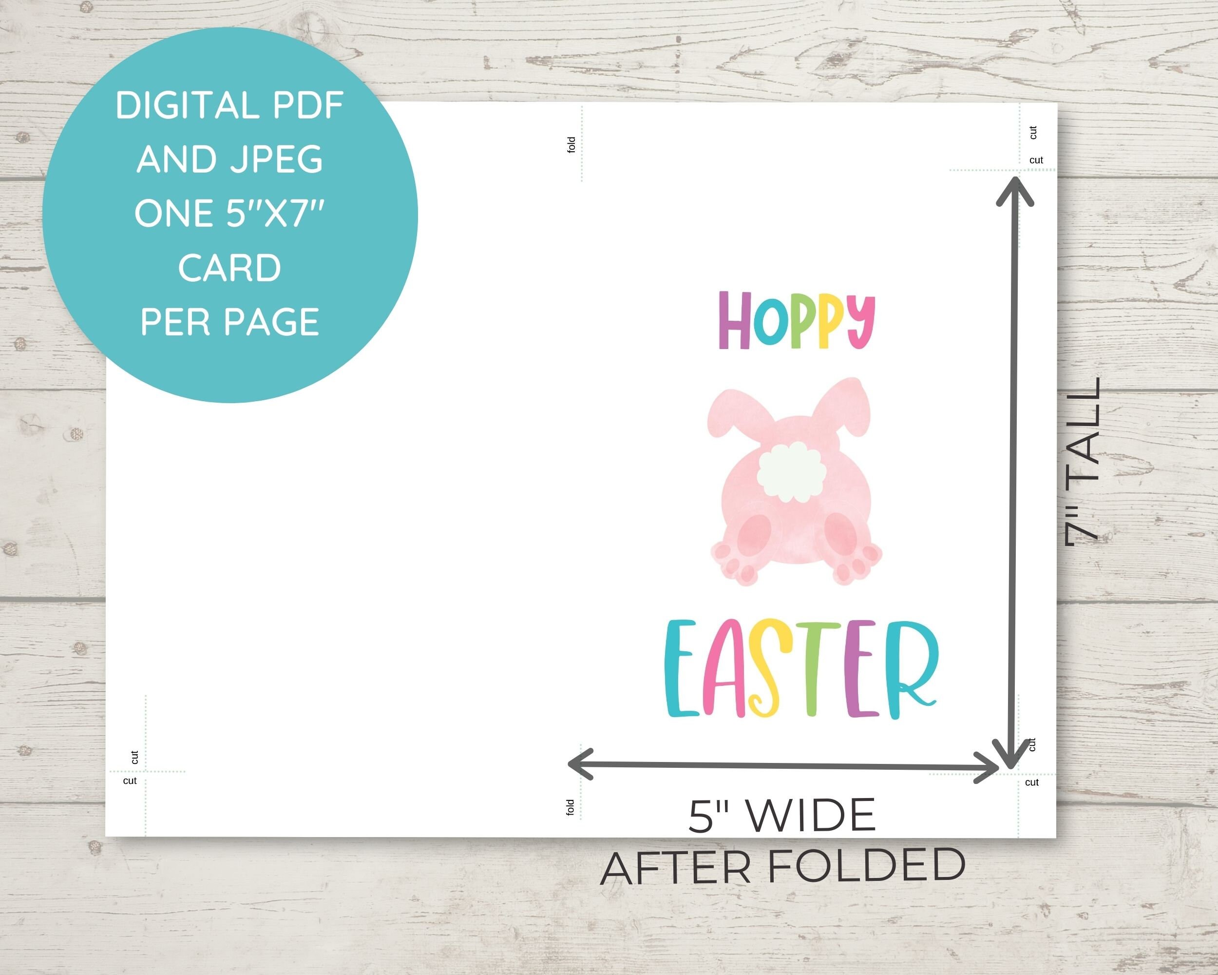 Instant Digital Download, Printable Happy Easter Card, 5x7 Folded Card ...