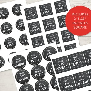 Instant Download, Printable 2" & 2.5" Best Dad Ever Label, Father's Day ...