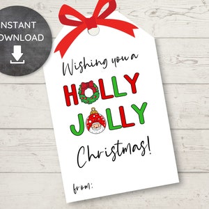 Instant Download, Printable Holly Jolly Christmas Gift Tags, Christmas ...