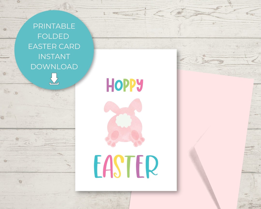 Instant Digital Download, Printable Happy Easter Card, 5x7 Folded Card ...